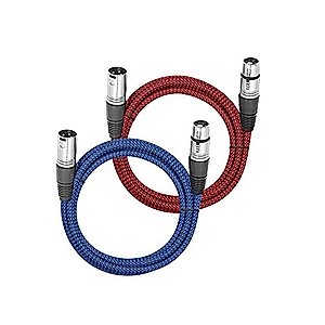 LoongGate Premium XLR Male to Female 3 Pin Plug Nylon Braided Shielded Professional Mic Audio Balanced Cable for Recording Applications,Mixers,Speaker Systems (2m/6ft)