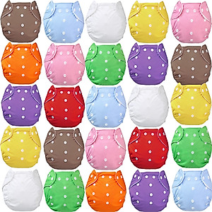 18 Pcs Baby Cloth Diapers Adjustable Reusable One Size Washable Nappy Covers Baby Cloth Pocket for Newborn Toddlers Boys Girls 8-25 Pound (No Inserts)