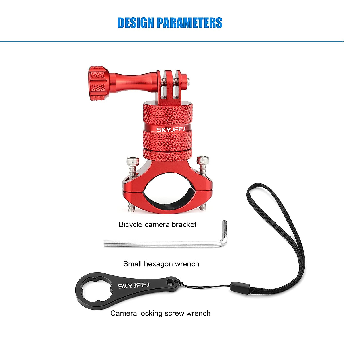 SKYJFFJ Mountain Bike Camera Handlebar Mount for GoPro Hero 8/9/10/11/12,360 Degree Rotation Aluminum Motorcycle Bicycle Rack Mount Holder for DJI Osmo Action,AKASO/YI & Action Camera Accessories（Red）