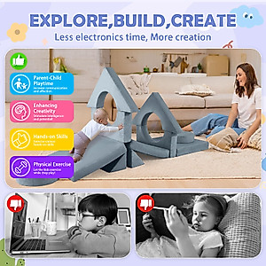 2024 New Modular Kids Play Couch, 12pcs Toddler Sofa Couch Building Fort, Versatile 300+DIY Creativing Playroom Bedroom Furniture for Toddlers. Convertible Kids Sofa and Cushion for Boys and Girls
