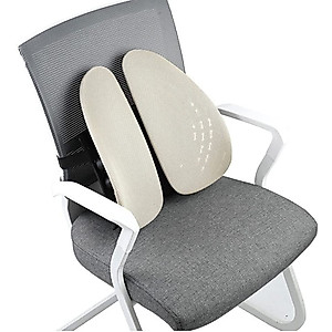 QINERSAW Ergonomic Cushion, Memory Foam Office Lumbar Pillow, 5-Speed Adjustable Base Back Support Cushions with Telescopic Straps & Airbag Adjustment, for Office Chair