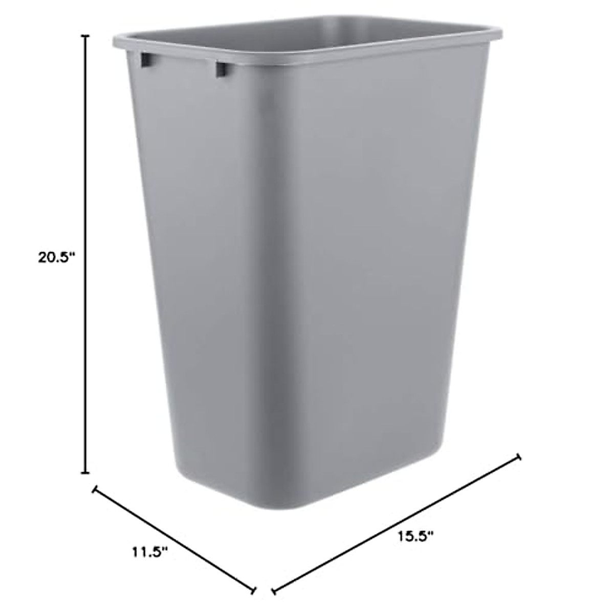 PRO&Family 41 Qt. / 10 Gallon / 38 Liters Gray Rectangular Wastebasket. Trash Bin Kitchen Garbage Can Waste Basket Recycle Bin