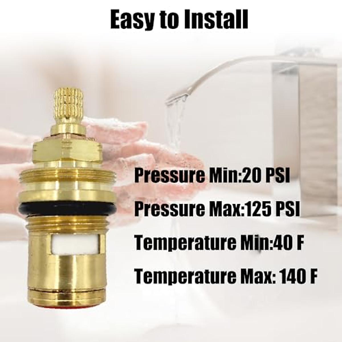 Ceramic Cartridge Assembly Compatible with T&S Brass Faucets, Temperature 40F-140F, Pressure 20PSI-125PSI, Hot Ceramic Cartridge faucet parts Replace 013787-45