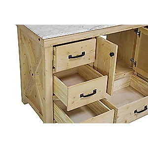 Kitchen Bath Collection Tuscany 60-inch Single Bathroom Vanity (Carrara/Driftwood): Includes Driftwood Cabinet with Authentic Italian Carrara Marble Countertop and White Ceramic Sink