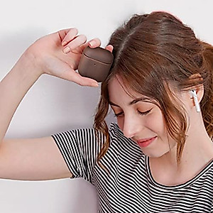 AirPods Leather Case Cover, MAOGOAM Genuine Vintage Oil Wax Crazy Horse Cowhide Leather Case for Airpods 1&2 Generation, Indiana Jones Style, Handcrafted Fully, (Dark Brown)