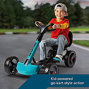 Rollplay Flex Kart XL Pedal Go Kart for Kids Featuring EVA Tires for Traction and Durability, 2-Position Adjustable Bucket Seat, and Easy Push-Button Folding Function for Easy Storage