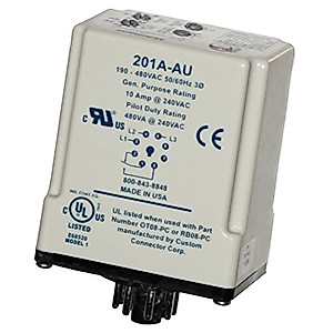 Symcom MotorSaver 3-Phase Voltage Monitor, Model 201A-AU, 190-480V, Variable Trip Point, Restart Delay, Trip Delay, and Voltage Unbalance, 8-Pin Octal BaseQ