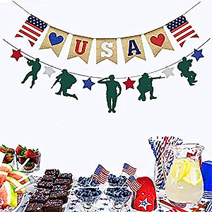 Patriotic decoration banner, army military camouflage party decorations,Veteran Party Supplies (green, 1pc)
