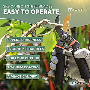 Pruning Shears for Gardening Heavy Duty, Premium Garden Scissors, Flower Cutter for Stems, Gardening tool - Cuts Branches and Flower Stems Up to 3/4'' in Diameter