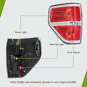AUTOSAVER88 Taillights Compatible with 2009-2014 Ford F150, F-150 Styleside Pickup Truck Tail Light Assembly Replacement Tail Lamp Passenger and Driver Side
