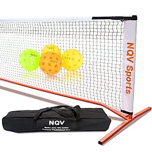 NQV Pickleball Net,22ft Full Court Size Regulation Pickleball Net Portable Outdoor Backyard Driveway Indoor+Weather Resistant Metal Frame Stand+4 Pickleballs+ Duffle Bag+ Chalks