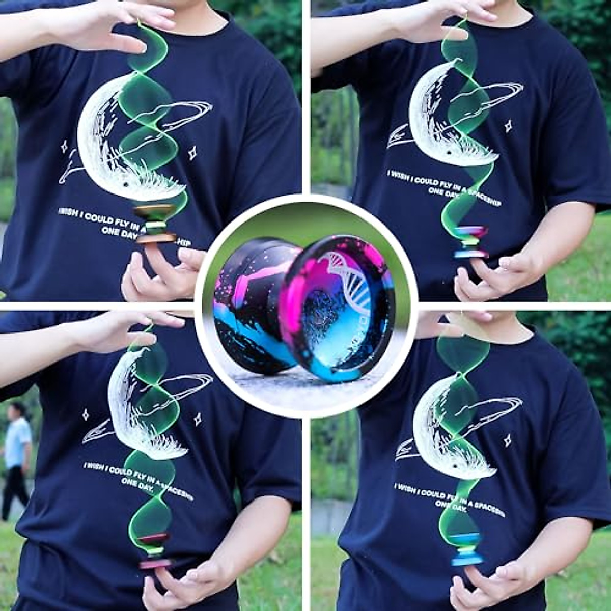 WATIEOBOO yoyo Professional Responsive Yoyo Bearing for Kids 8-12 Beginner Unresponsive Yo yo Bearing for Fingerspin yoyos Tricks with Yoyo Accessories-Dark Blue Pink