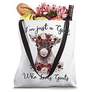 Funny Floral Goat Mom Just A Girl Who Loves Goats Farmers Tote Bag