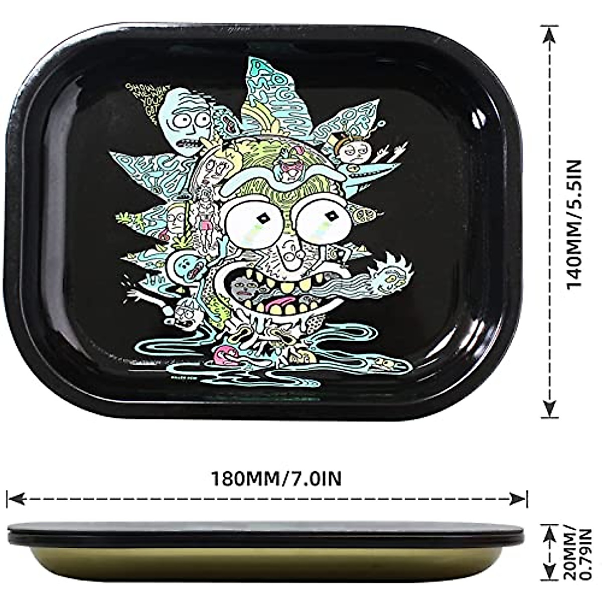 Metal Tray with Soft PVC Magnetic Lid Small Cute Decorative Tray Ideal Storage for Home or on The Go, 7" x 5.5"