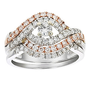 VIR JEWELS 1 cttw Diamond Wedding Engagement Ring Set 14K Pink Gold Curve Bridal Size 7