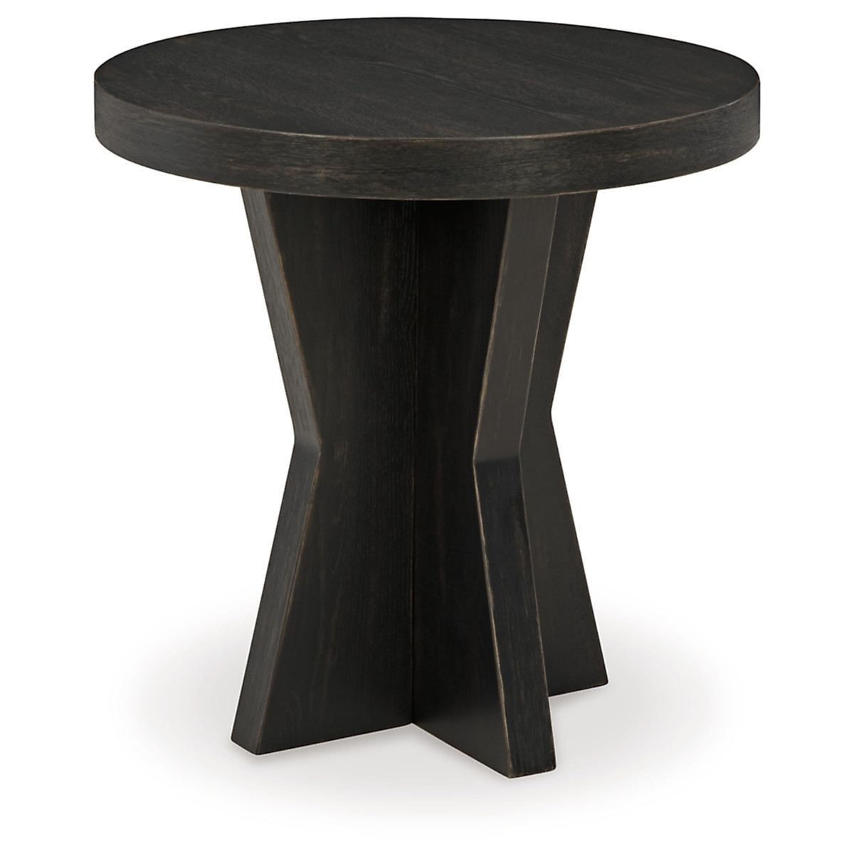 Signature Design by Ashley Galliden Rustic Geometric Base End Table with Rubbed-Through Effects, Black