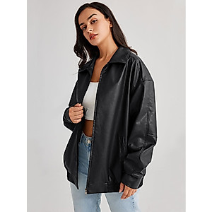 Trendy Queen Women's Leather Jackets Oversized Faux Motorcycle Plus Size Moto Biker Coat Fall Outfits Fashion Clothes 2024