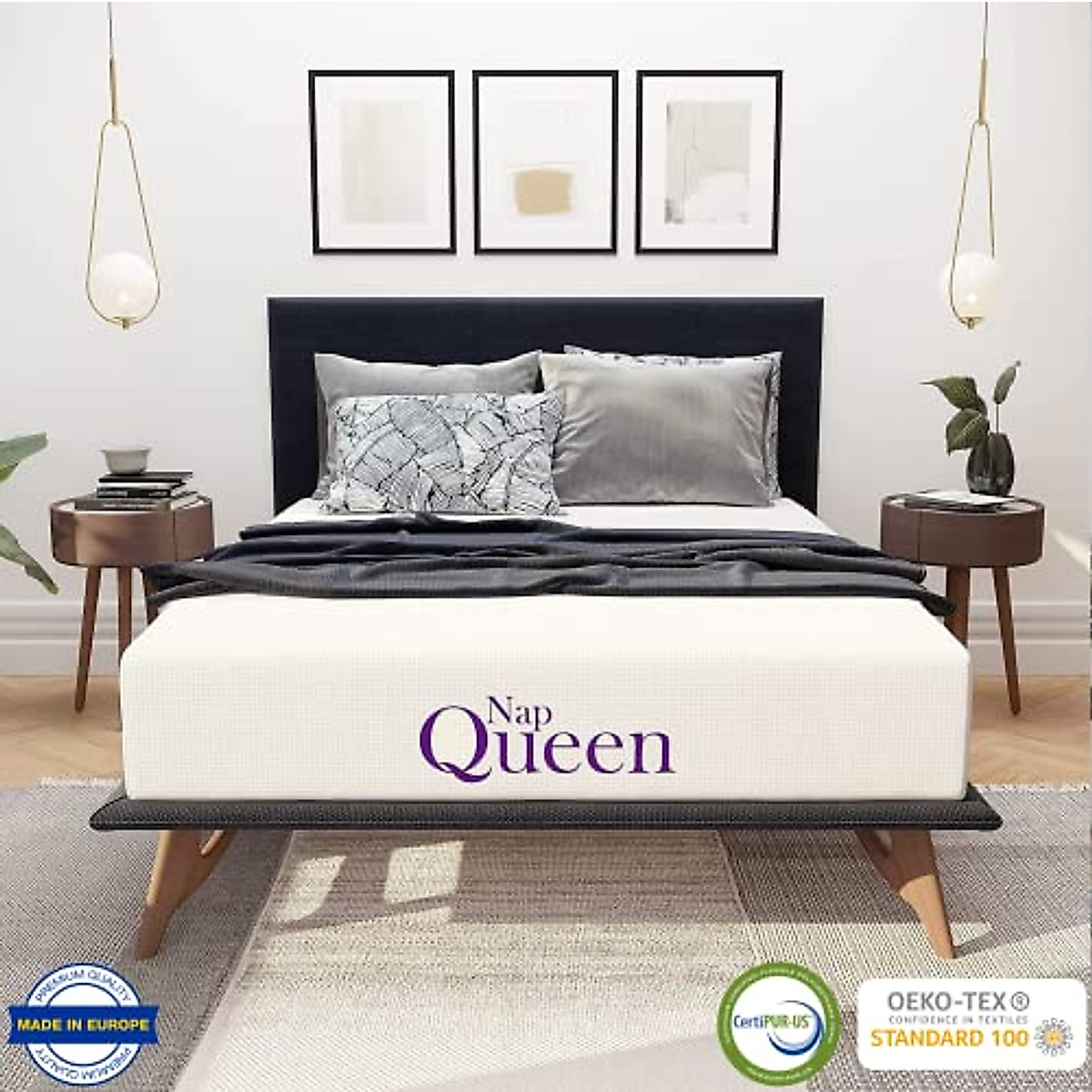 NapQueen Queen Mattress, 8 Inch Elizabeth Cooling Gel Memory Foam Mattress, Queen Bed Mattress in a Box, CertiPUR-US Certified, Medium Firm, Breathable Soft Fabric Cover