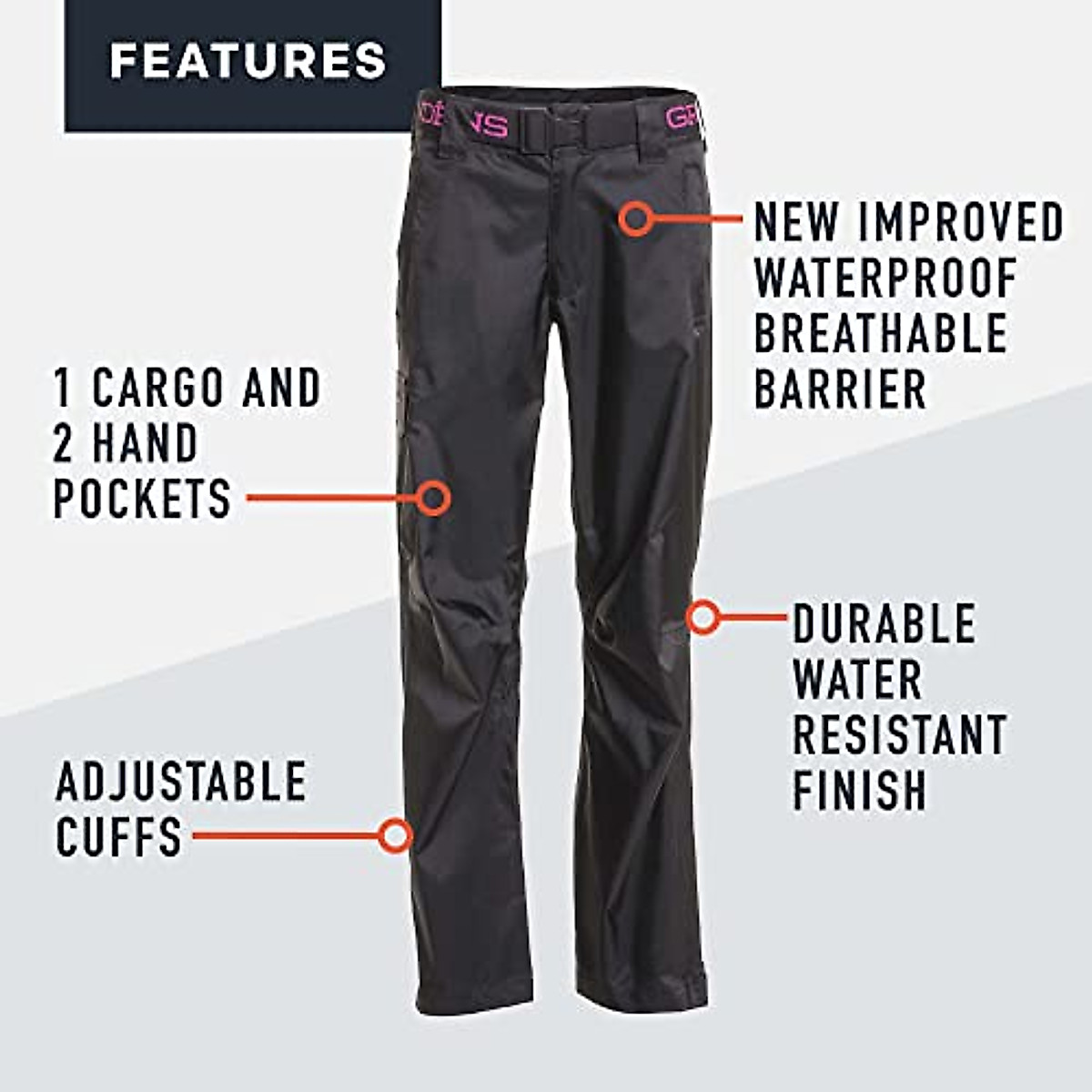 Grundéns Women's Weather Watch Pant | Updated | Waterproof, Stain-Resistant, Black, Large