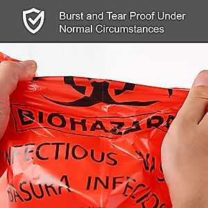 Biohazard Bags –10-Gallon Heavy-Duty Biohazard Garbage Bags – 50-Pcs Biohazard Waste Disposal Bags – Thick and Durable Trash Bags for Safety Waste Disposal – Medical-Grade Waste Bags