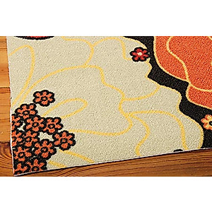 Nourison Home & Garden Indoor/Outdoor Black 5'3" x 7'5" Area-Rug, Easy washing, Non Shedding, Bed Room, Living Room, Dining Room, Kitchen (5x7)