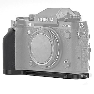 AUKTU X-T5 L-Shape Handgrip Grip for FUJIFILM XT5 Camera, Silicone Side Handle, Built-in Arca Swiss Plate, Extra 1/4"-20 Thread Hole(Black)