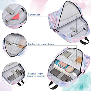 mygreen Backpack for Girls Kids School Backpack with Lunch Box Preschool Kindergarten BookBag Set Tie-Dye Pink Blue