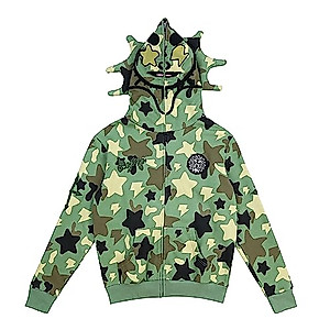 NaranjaBurbuja Full Zip Up Hoodies for Women Men Y2k Long Sleeve Oversized Zipper Sweatshirt Jacket Vintage Goth Over Face Hoodie Harajuku Streetwear (A-Green Multi Angle, S)