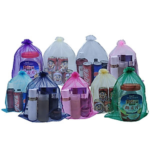 Ankirol 50pcs Sheer Organza Favor Bags 12 X 16 INCH Extra Large Organza Drawstring Bags 10 Colors (mix)