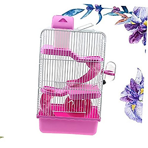 BESPORTBLE Hamster Cage Pet House Guinea Pig Villa Cage Small Animals Rabbit Cage Pink Luxury Travel Chinchilla Cage Villa Cage for Small Pets Pet Cage