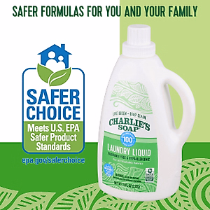 Charlie’s Soap Laundry Liquid (100 Loads, 1 Pack) 75.0 Fl Oz Natural Deep Cleaning Hypoallergenic Laundry Detergent – Eco-Friendly, Safe and Effective