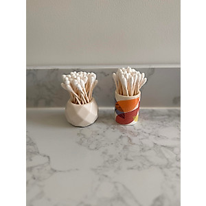 Home Haven Qtip Holder - Retro Leaves Design - Q Tip Holder for Bathroom, Bathroom Vanity Decor, Floss Pick Holder, Cotton Swab Holder, Bathroom Sink Decor, Flosser Holder, Cute Bathroom Decor