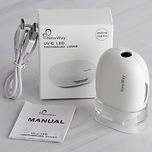 NewWay Mini Toothbrush Sanitizer Cover Rechargeable Travel Toothbrush Case with Holder for Houshold and Traving or Business Trip White