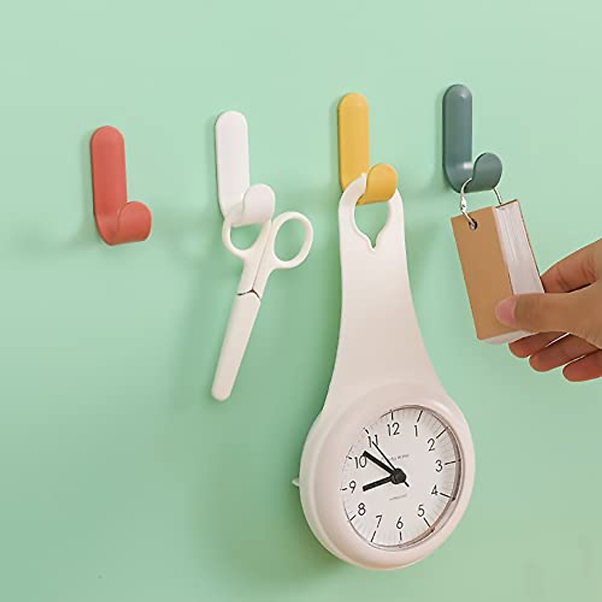 Adhesive Hooks Utility Wall Key for Decorative Holder Rack Self Towels, Hats, Shower, Kitchen, Living Room, Office(6 Pcs)