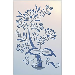 Blue Danube 1 Stencil -16" x 10.75" Blue Onion Style Flower Floral Arrangements Bouquet Romantic DIY Vase Pitcher Decor Painting Gifts Crafts Laser Cut Mylar Reusable Templates - The Artful Stencil
