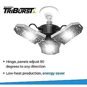 TRIBURST Aluminum LED Garage Lights 6500K 4000 Lumen – Adjustable Ceiling Lights, Ultra Bright Lighting with 144 Bulbs and Multi-Directional Triple Panel for Indoor, Bedroom, Living Room