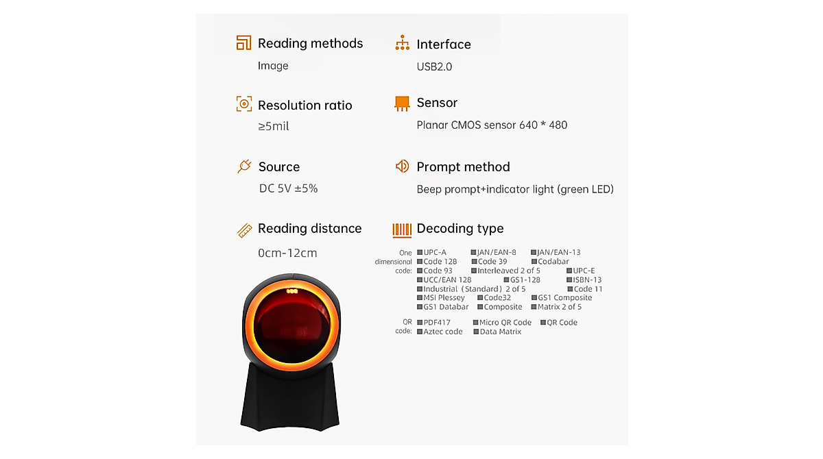 Boost Efficiency with Hands-Free 1D/2D Desktop Barcode Scanner