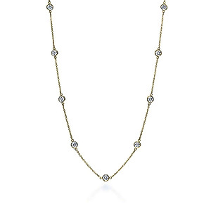 NYC Sterling Women Gold Plated Sterling Silver 3MM Round Cubic Zirconia Station Necklace 16"-30" (20)