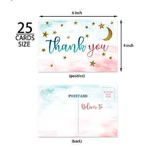 Yuansail Baby Shower Thank You Postcards, Stars Appreciation Post Cards, 25 cards â€“ (bb010-ganxie)