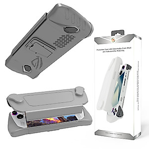 JDDWIN Full Case Compatible with ASUS Rog Ally 2023, Updated Version Protective Case Skin with Detachable Front Shell Cover and Kickstand for Rog Ally,Shockproof/Non-Slip/Anti-Collision (Grey)