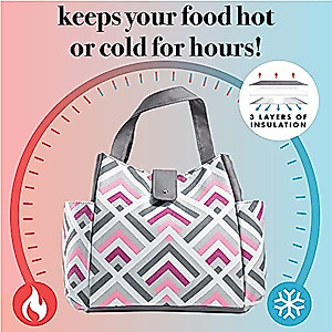 Fit & Fresh Westport Insulated Bag & Meal Kit, with 2 Food Containers & Matching Tumbler Bottle, Reusable Lunch Bag for Women, Perfect for Work, School, Beach & More, Standard, Magenta