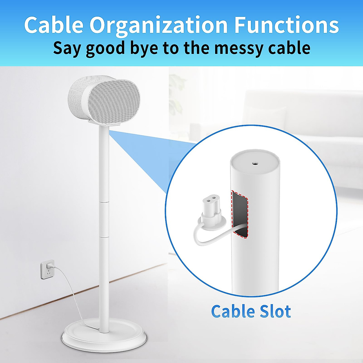 Heavy-Duty Speaker Stand for Sonos Era 300 Stand with Cable Management Floor Speaker Stands for Sonos Era 300 Speaker Stand for Easy and Secure Mounting, White