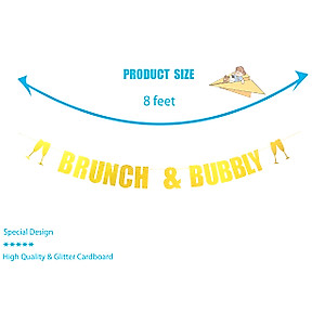 Brunch & Bubbly Banner, Bridal Shower Banner,Bubbly Bar Sign, Bachelorette Party Decor, Brunch Party Decorations Gold Glitter