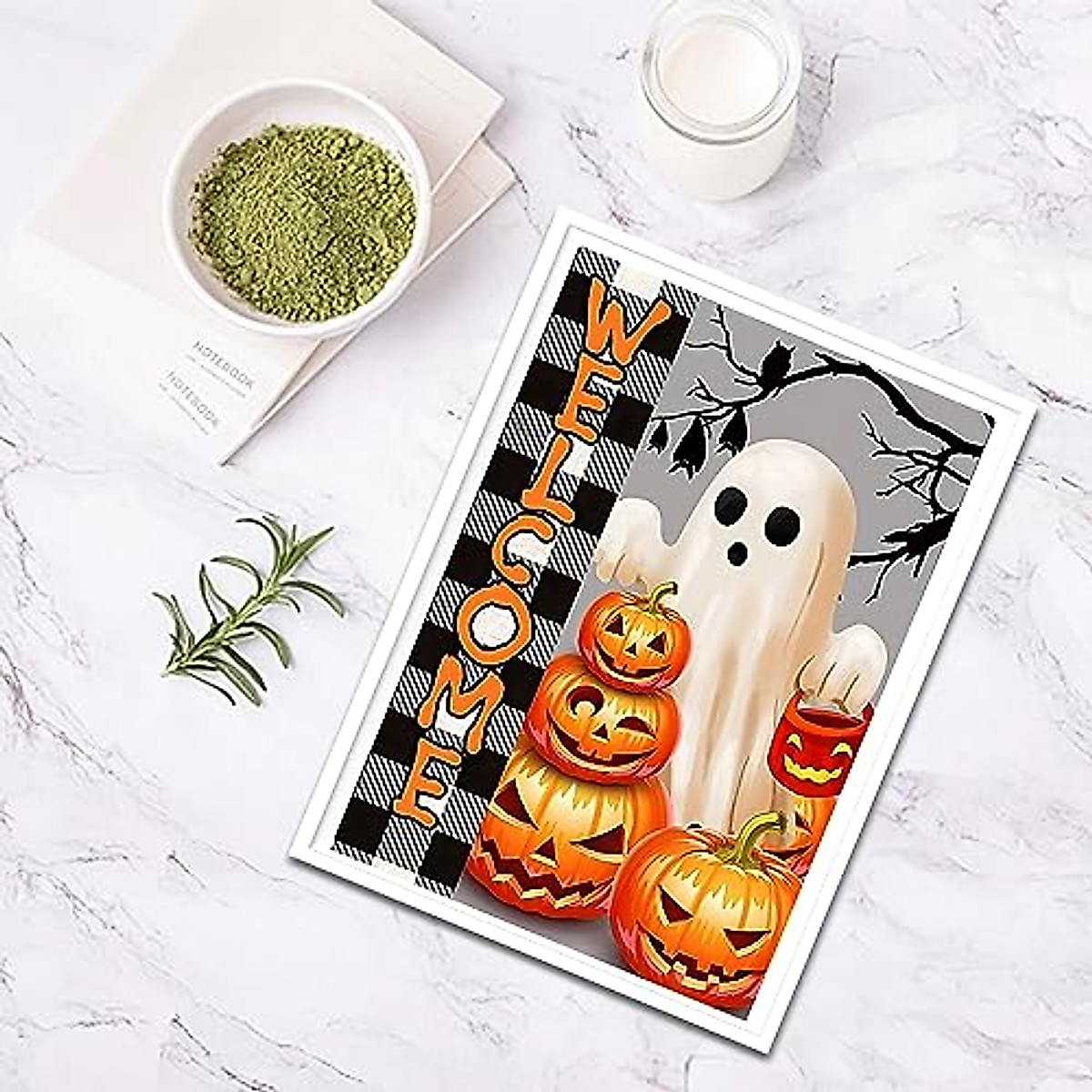 SENQAO Halloween Diamond Painting Kits for Adults, Ghost Full Round Drill Gem Art Kits, DIY 5D Diamond Painting Pumpkin Halloween Diamond Art Kits Picture for Home Wall Decor 30x40cm