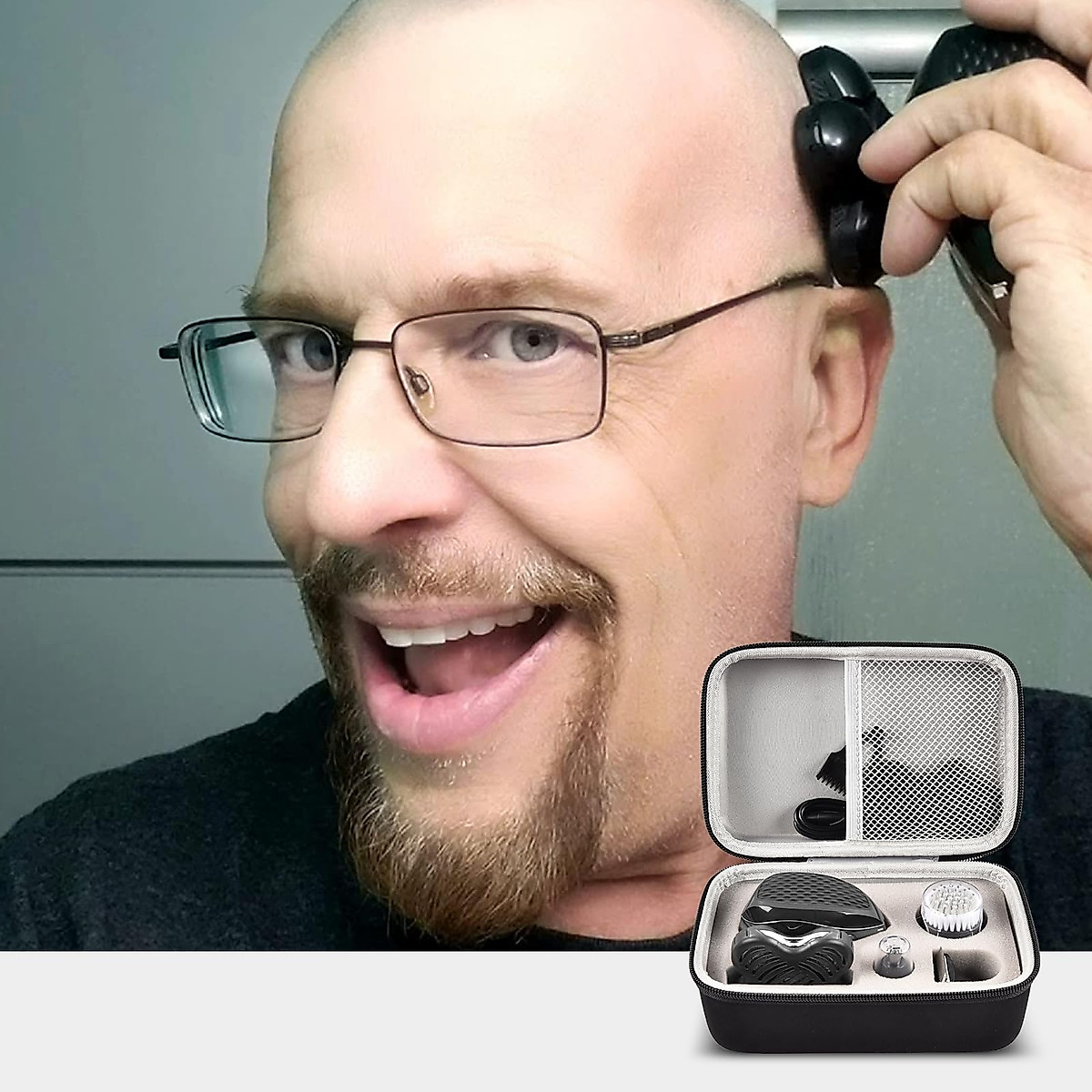 Boobowl Head Shaver Case Compatible with Remington Balder Pro Head Shaver, Hair Clipper Storage Holder for Telfun/for Vsmooth Bald Men's 5-in-1 Trimmer, Blades, Nose Trimming and More (Bag Only)