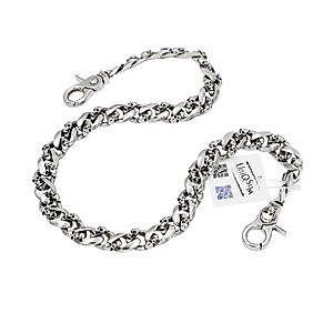 UNIQSUM Strong Skull Flat Soft curved Leash wallet chain Biker Punk Key chain SJ01S (Silver)