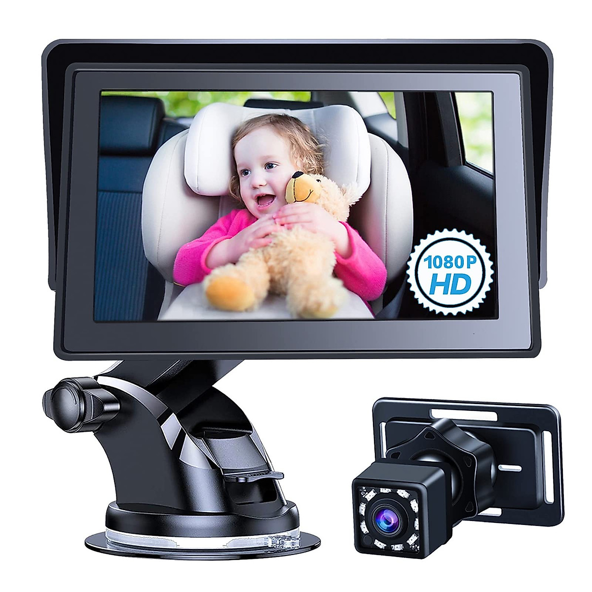 Gootus 1080P Baby Car Mirror | Baby Car Camera Monitor with 4.3" HD Display Night Vision | Baby Car Mirror for Back Seat Rear Facing Full View, Durable Sucker Bracket, Car Back Seat Camera for Newborn
