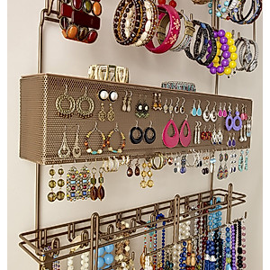 Longstem Organizers Over the Door, Wall Jewelry Organizer #7100 in Bronze, Holds Over 300 Pieces