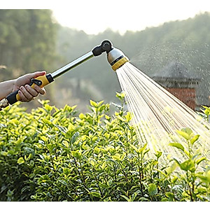 FANHAO 16 Inches Garden Watering Wand, 180° Rotating Head Hose Wand with Thumb Control Shut Off Valve 8 Patterns Heavy Duty Garden Hose Nozzle