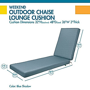 Duck Covers Classic Accessories Weekend Water-Resistant Outdoor Chaise Cushion, 80 x 26 x 3 Inch, Blue Shadow